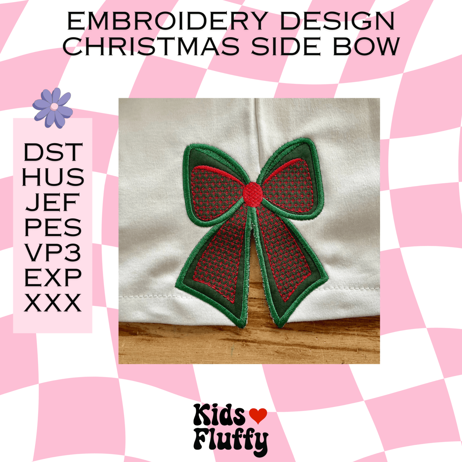 Christmas Side Bow Applique Embroidery Pattern - Kidsfluffy Embroidery ...
