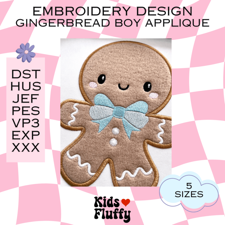 Gingerbread Boy Applique Embroidery Pattern - Kidsfluffy Embroidery Pattern