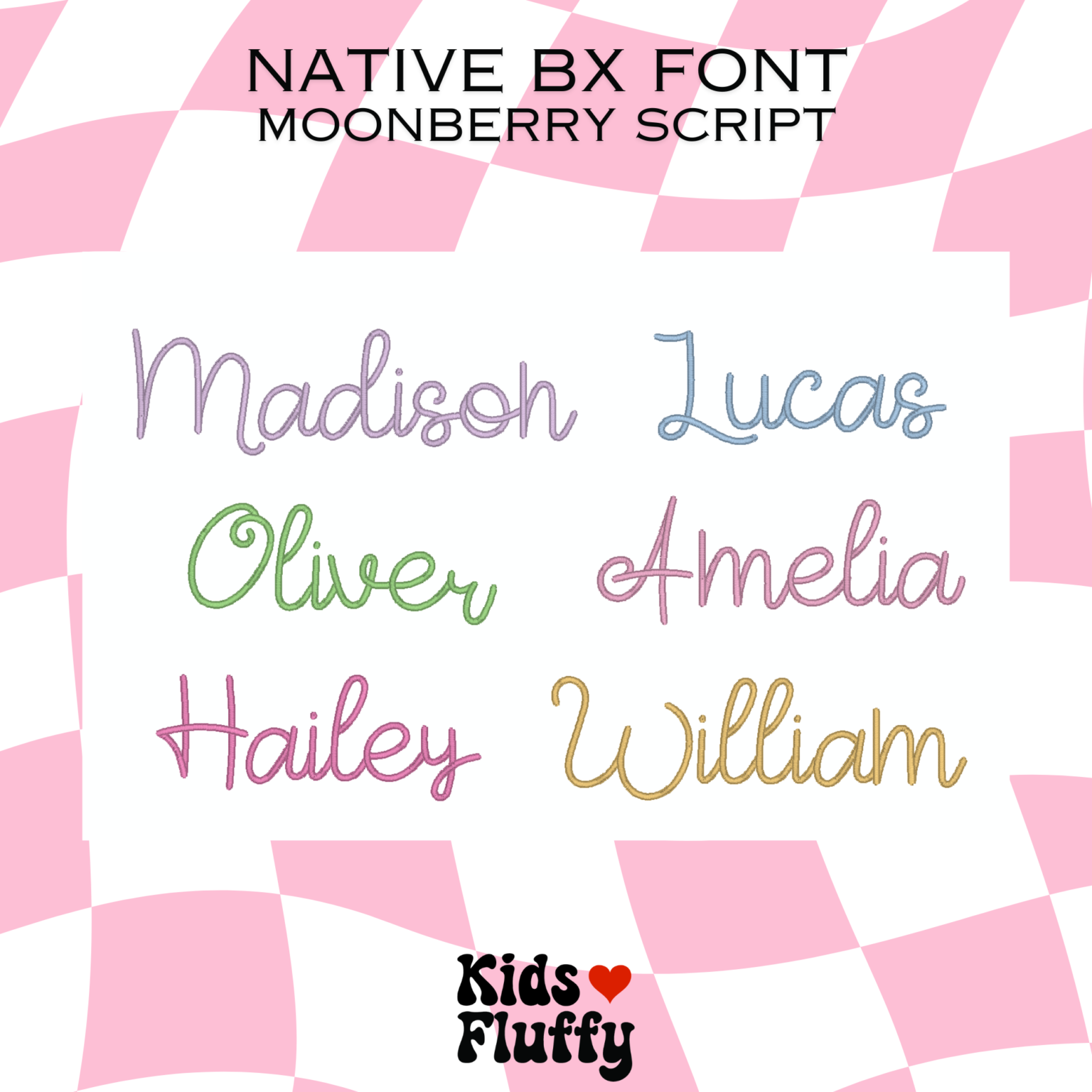 Moonberry Script Native BX Font - Kidsfluffy Embroidery Pattern